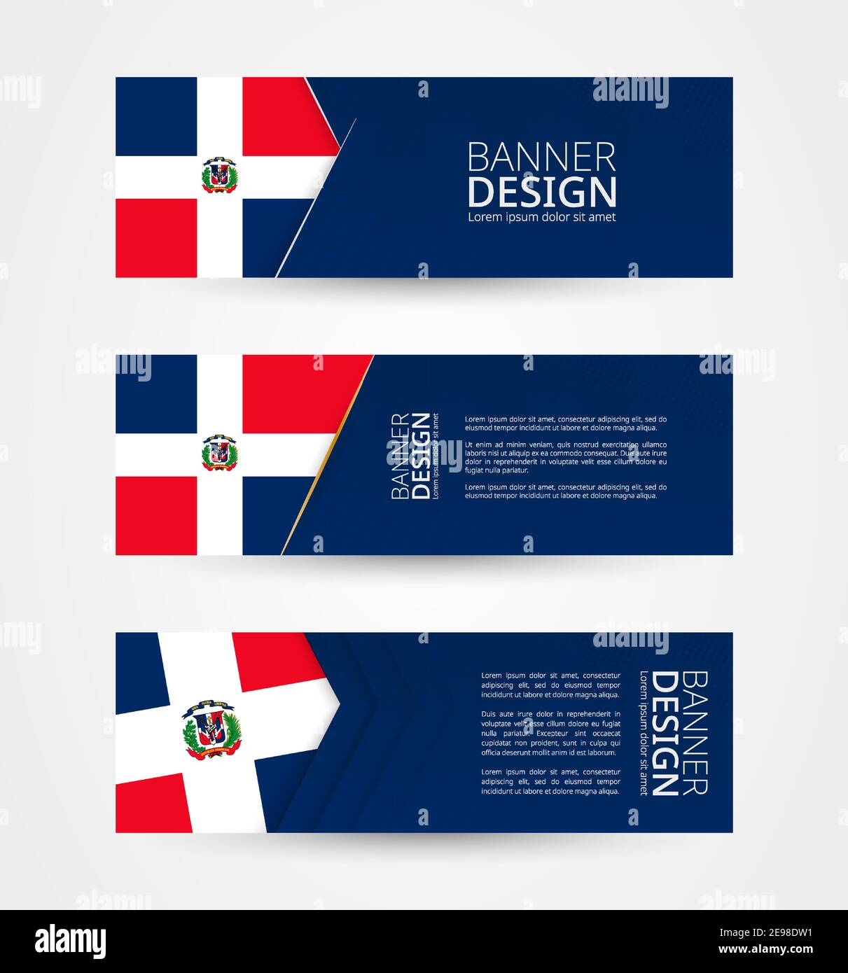 Set of three horizontal banners with flag of Dominican Republic. Web ...