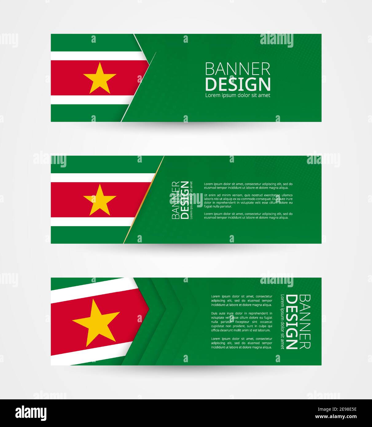Set of three horizontal banners with flag of Suriname. Web banner ...