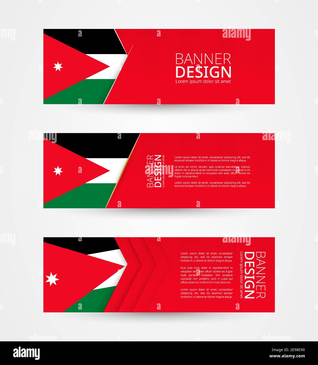 Set of three horizontal banners with flag of Jordan. Web banner design ...
