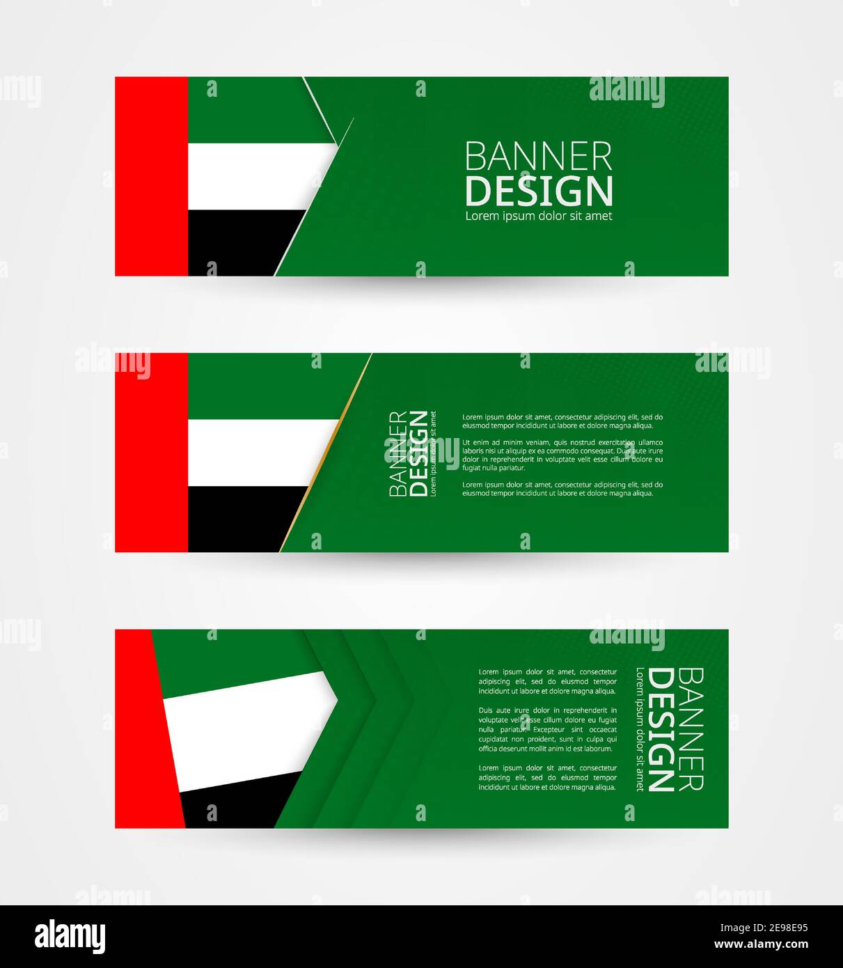 Set of three horizontal banners with flag of United Arab Emirates. Web ...