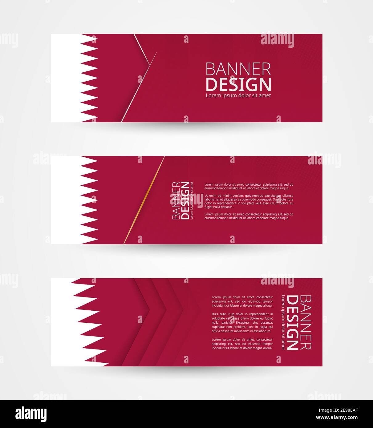 Set of three horizontal banners with flag of Qatar. Web banner design ...