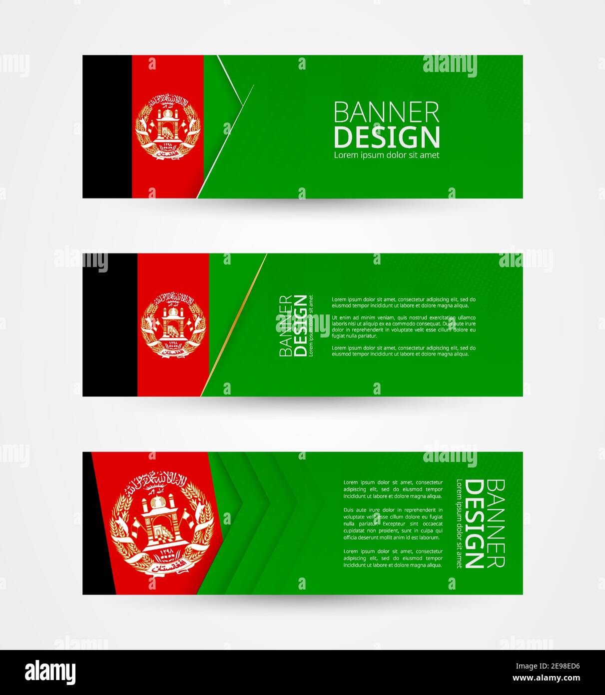 Set of three horizontal banners with flag of Afghanistan. Web banner ...