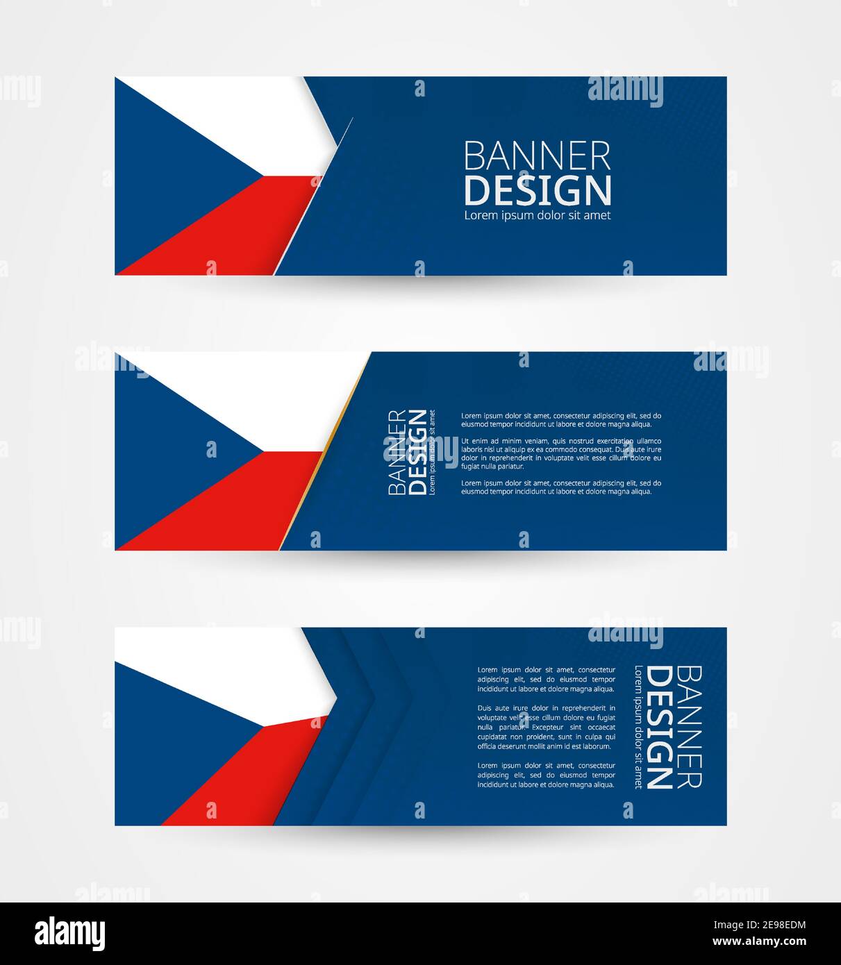 Set of three horizontal banners with flag of Czech Republic. Web banner ...