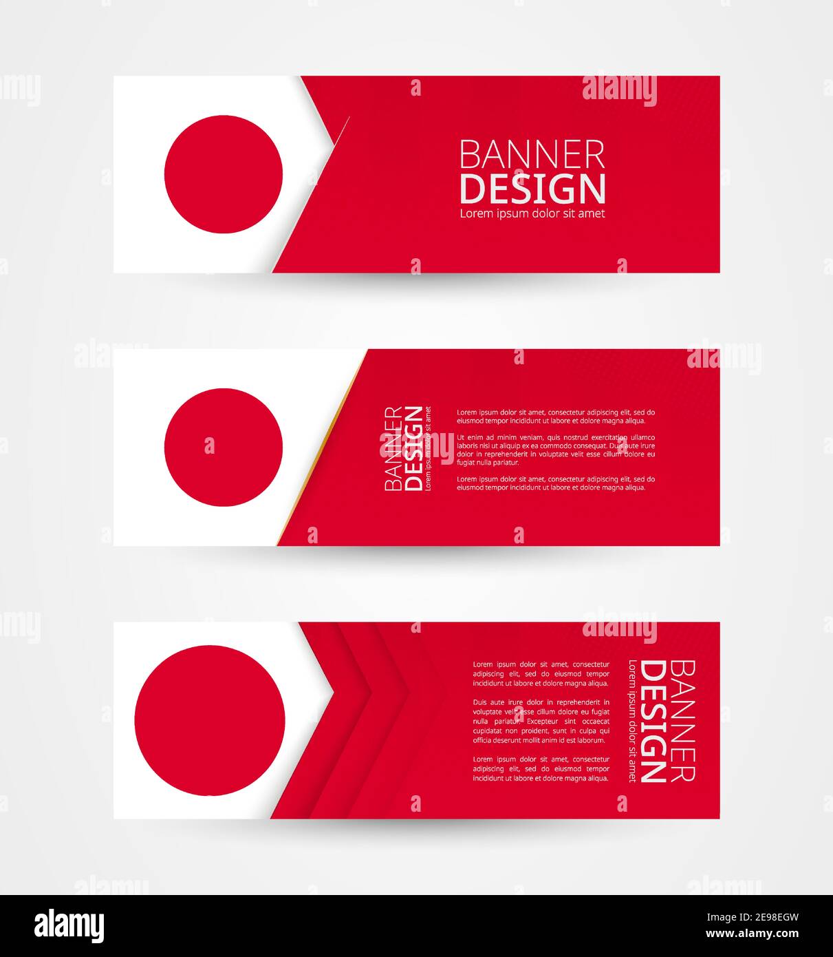 Set of three horizontal banners with flag of Japan. Web banner design ...