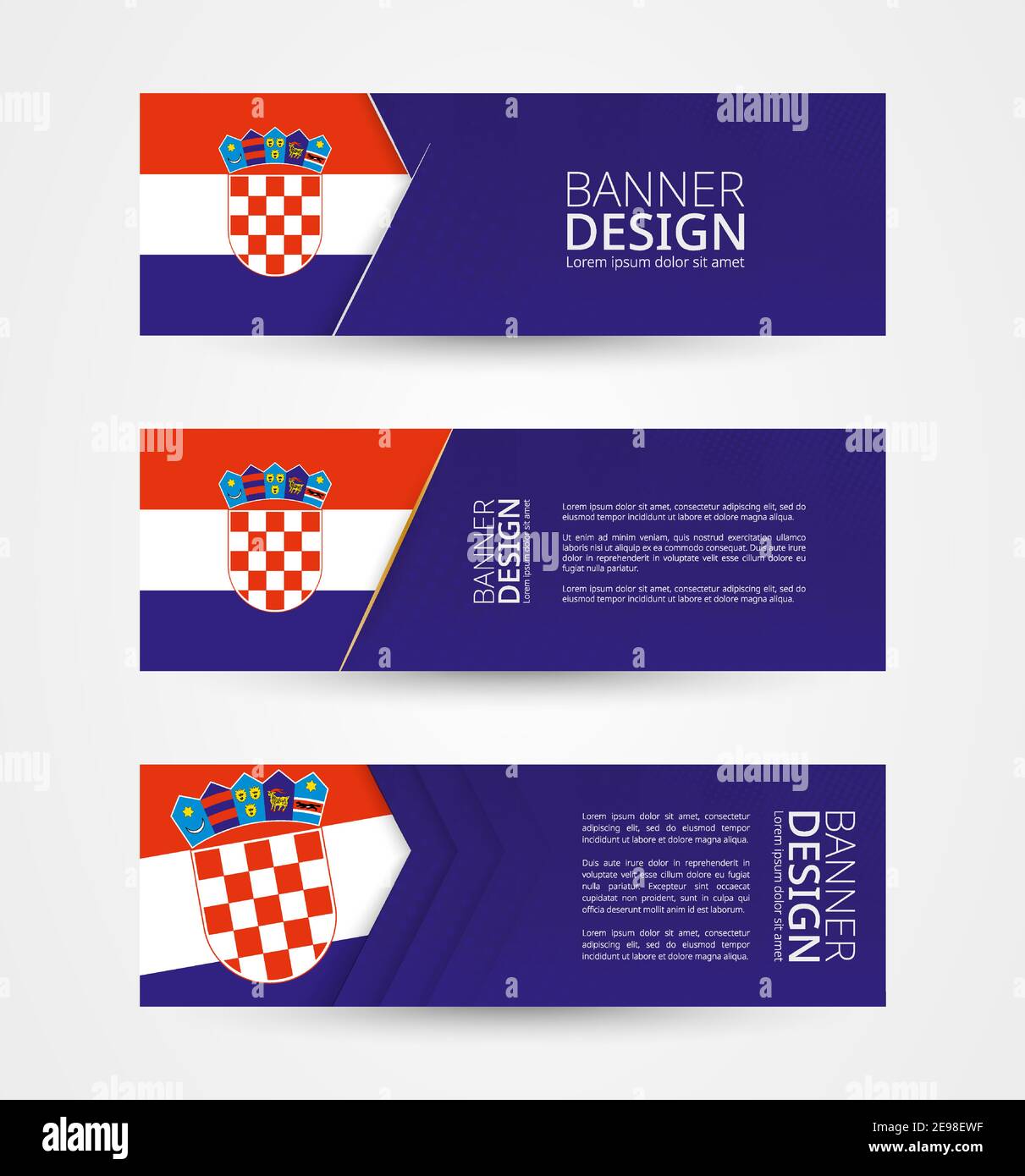 Set of three horizontal banners with flag of Croatia. Web banner design ...