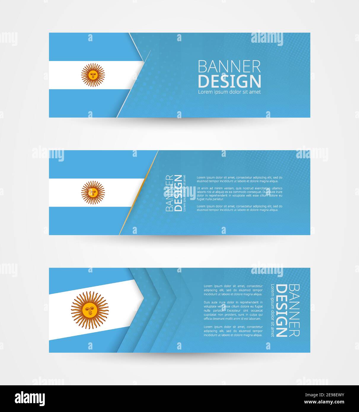 Set of three horizontal banners with flag of Argentina. Web banner ...