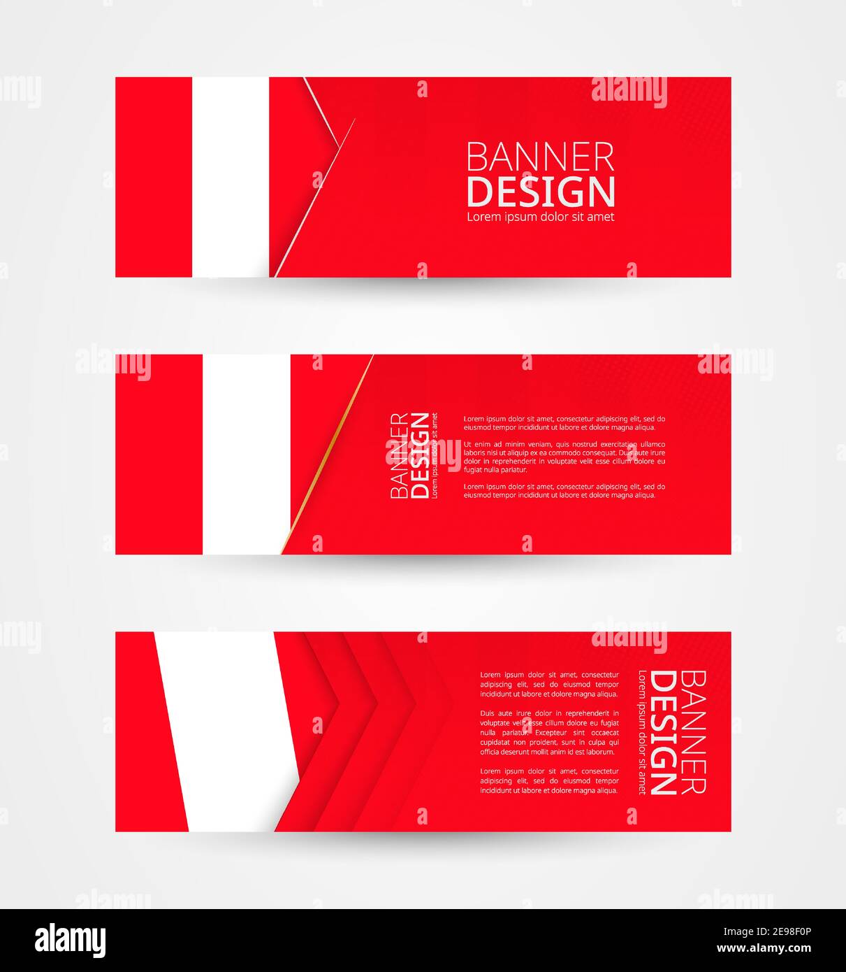 Set of three horizontal banners with flag of Peru. Web banner design ...