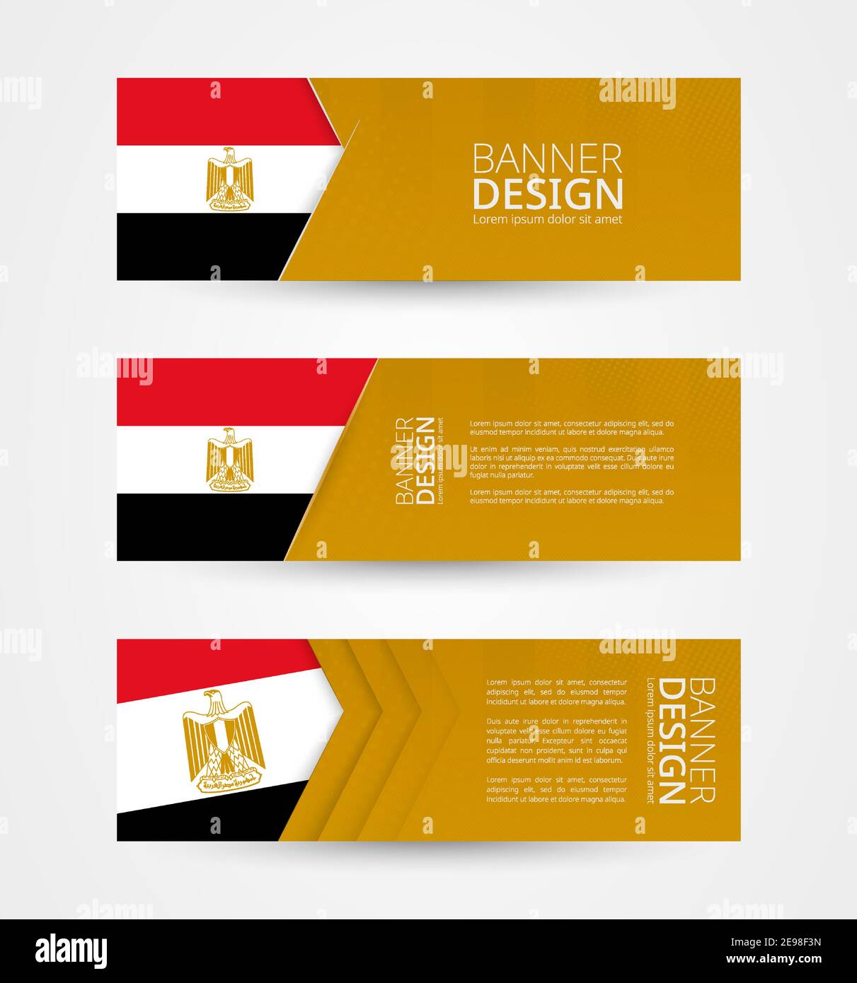 Set of three horizontal banners with flag of Egypt. Web banner design ...