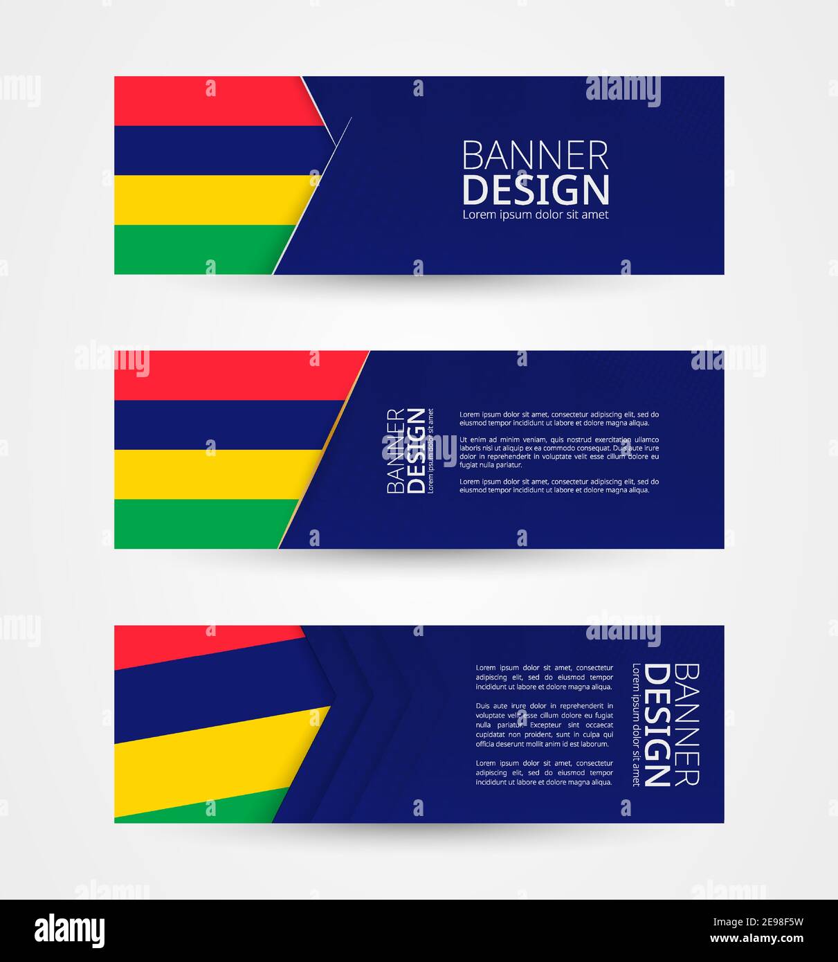 Set of three horizontal banners with flag of Mauritius. Web banner ...