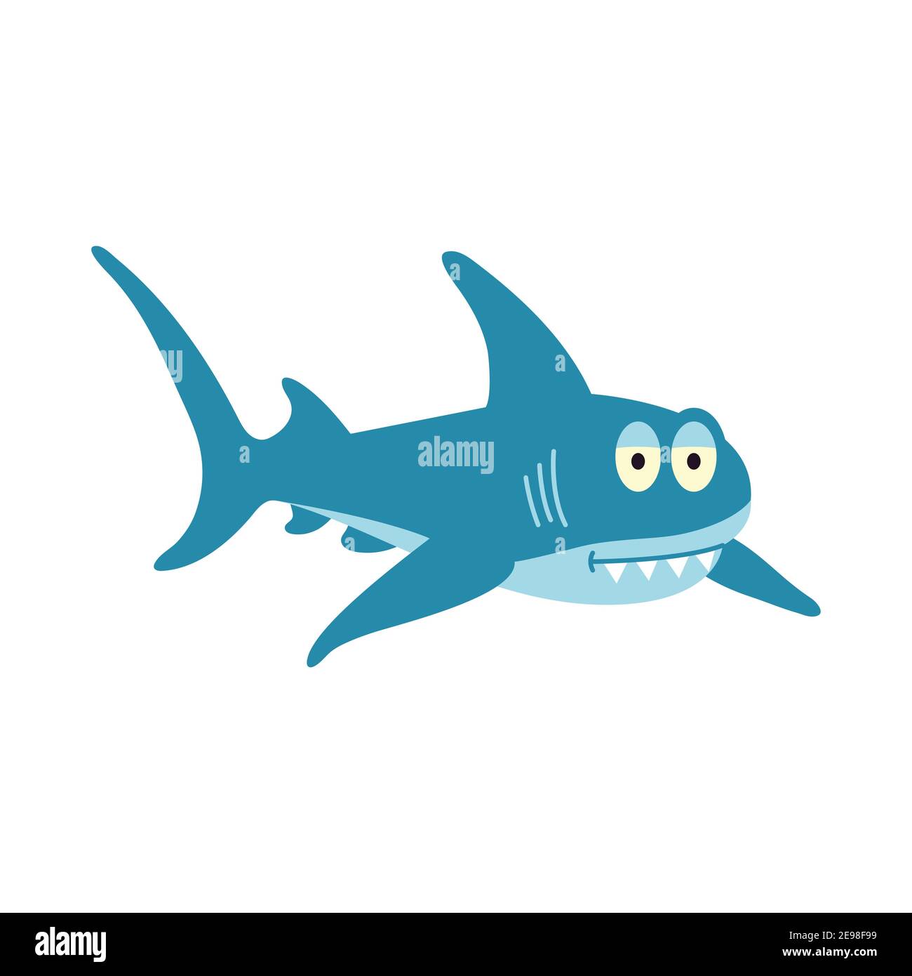 Cute flat shark. Cartoon, vector illustration isolated on white ...