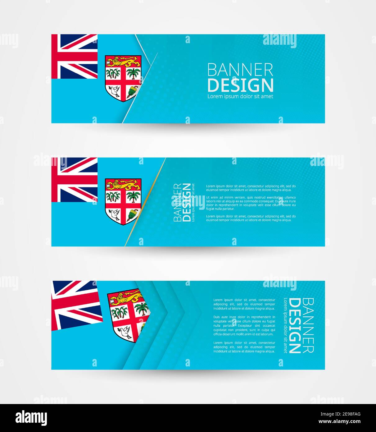 Set of three horizontal banners with flag of Fiji. Web banner design ...