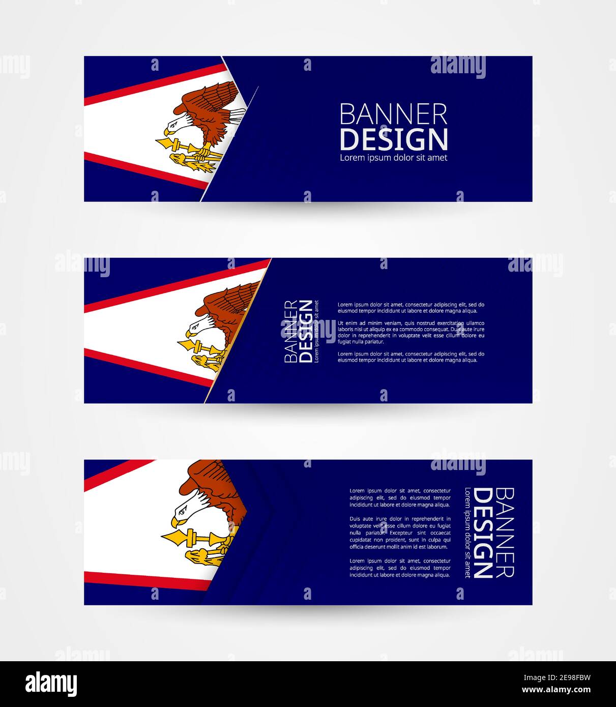 Set of three horizontal banners with flag of American Samoa. Web banner ...