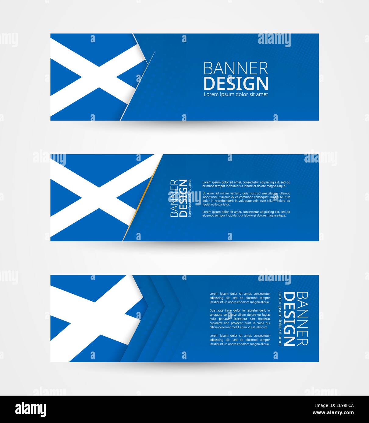 Set of three horizontal banners with flag of Scotland. Web banner ...