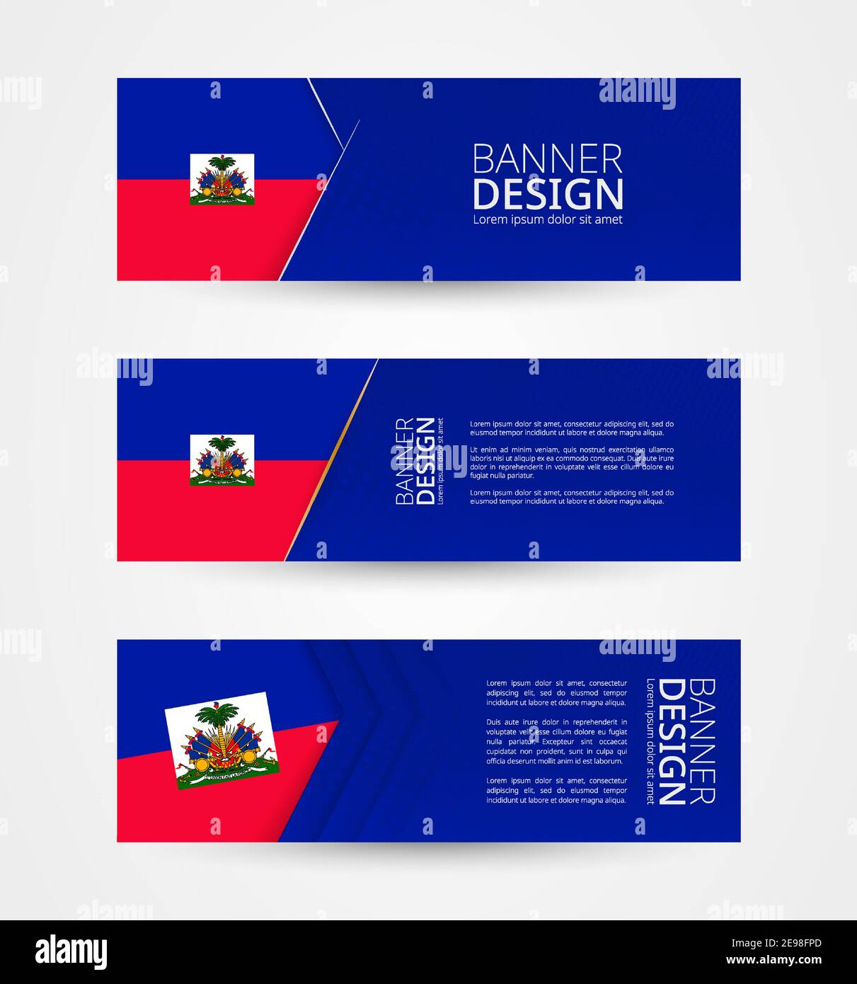 Set of three horizontal banners with flag of Haiti. Web banner design ...