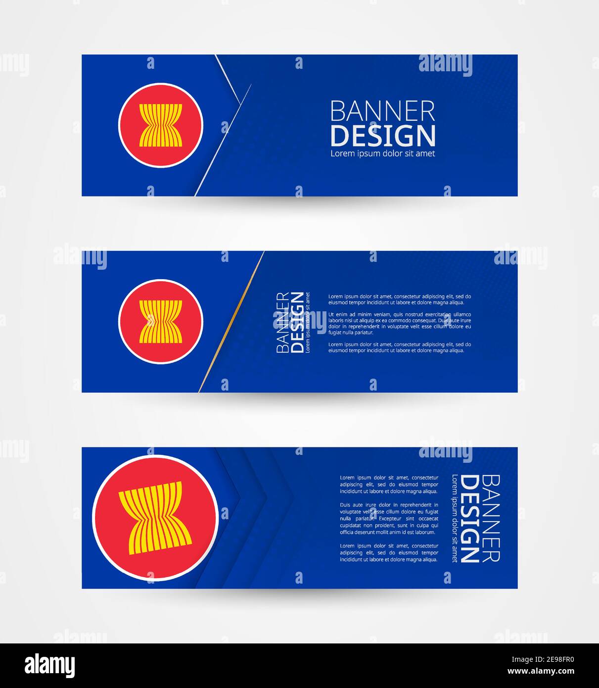 Set of three horizontal banners with flag of ASEAN. Web banner design ...