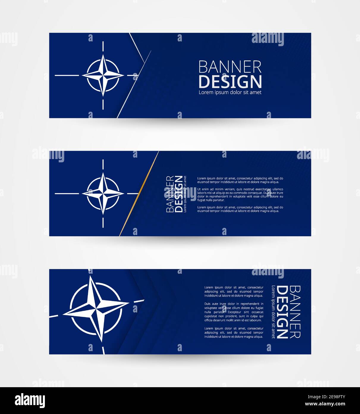 Set of three horizontal banners with flag of Nato. Web banner design ...
