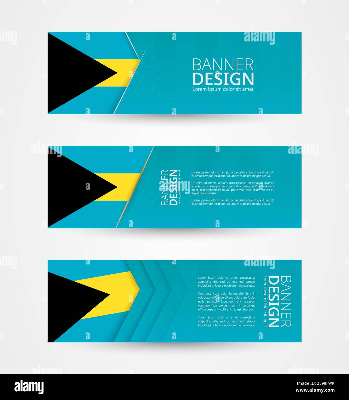 Set of three horizontal banners with flag of The Bahamas. Web banner ...