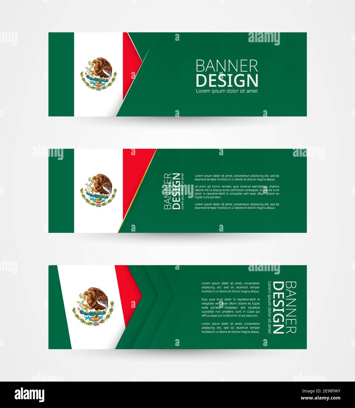 Set of three horizontal banners with flag of Mexico. Web banner design ...