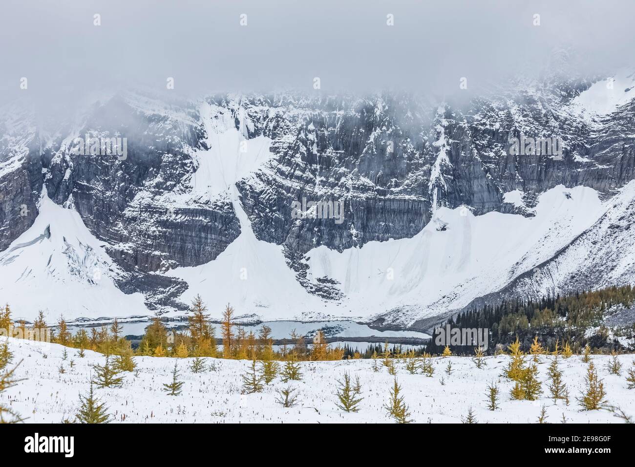 Floe Lake and Floe Peak viewed from Numa Pass in Kootenay National Park ...
