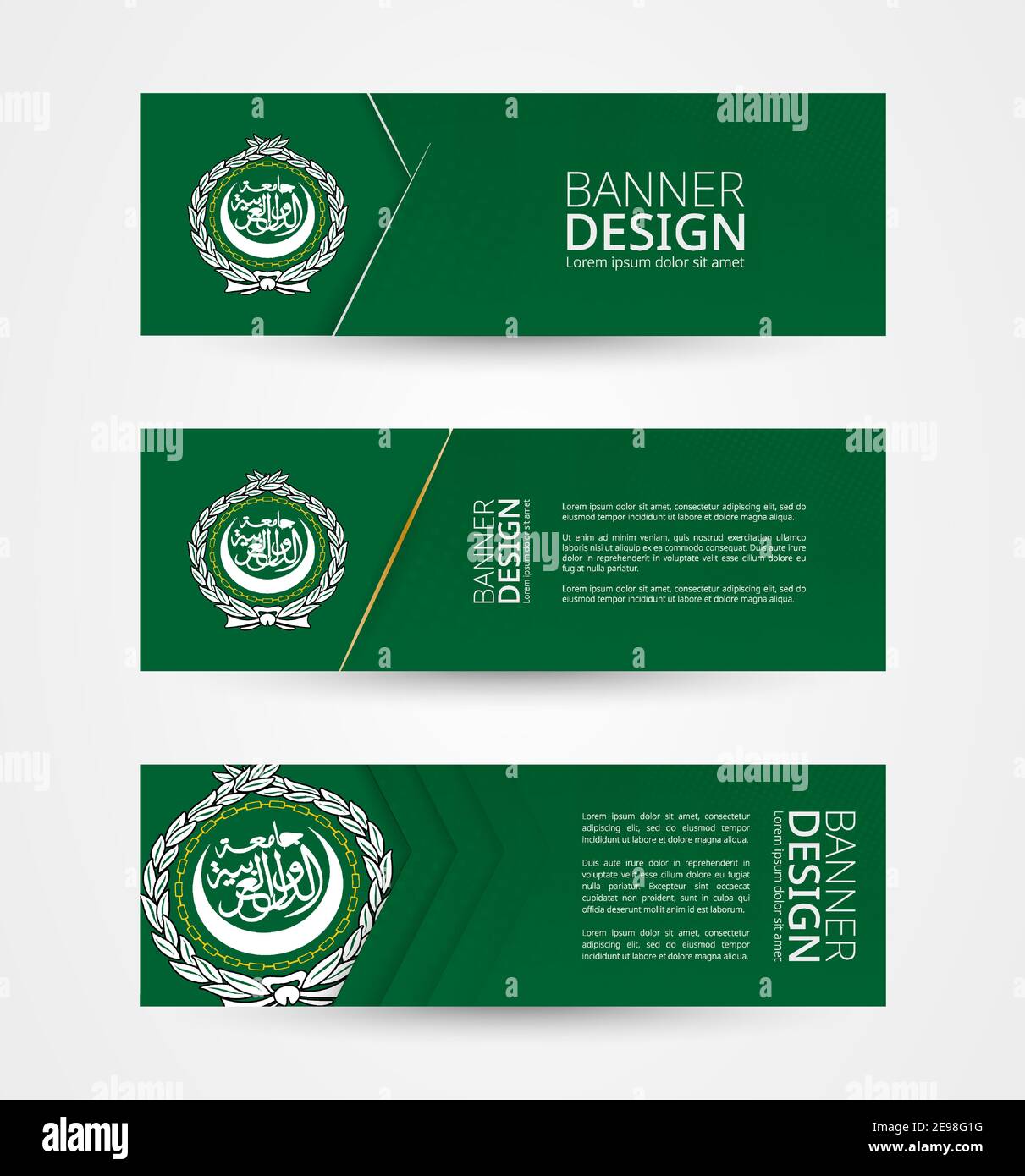 Set of three horizontal banners with flag of Arab League. Web banner ...