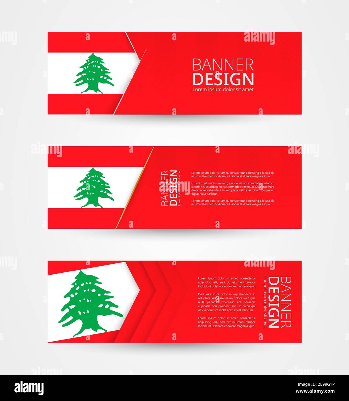 Set of three horizontal banners with flag of Lebanon. Web banner design ...
