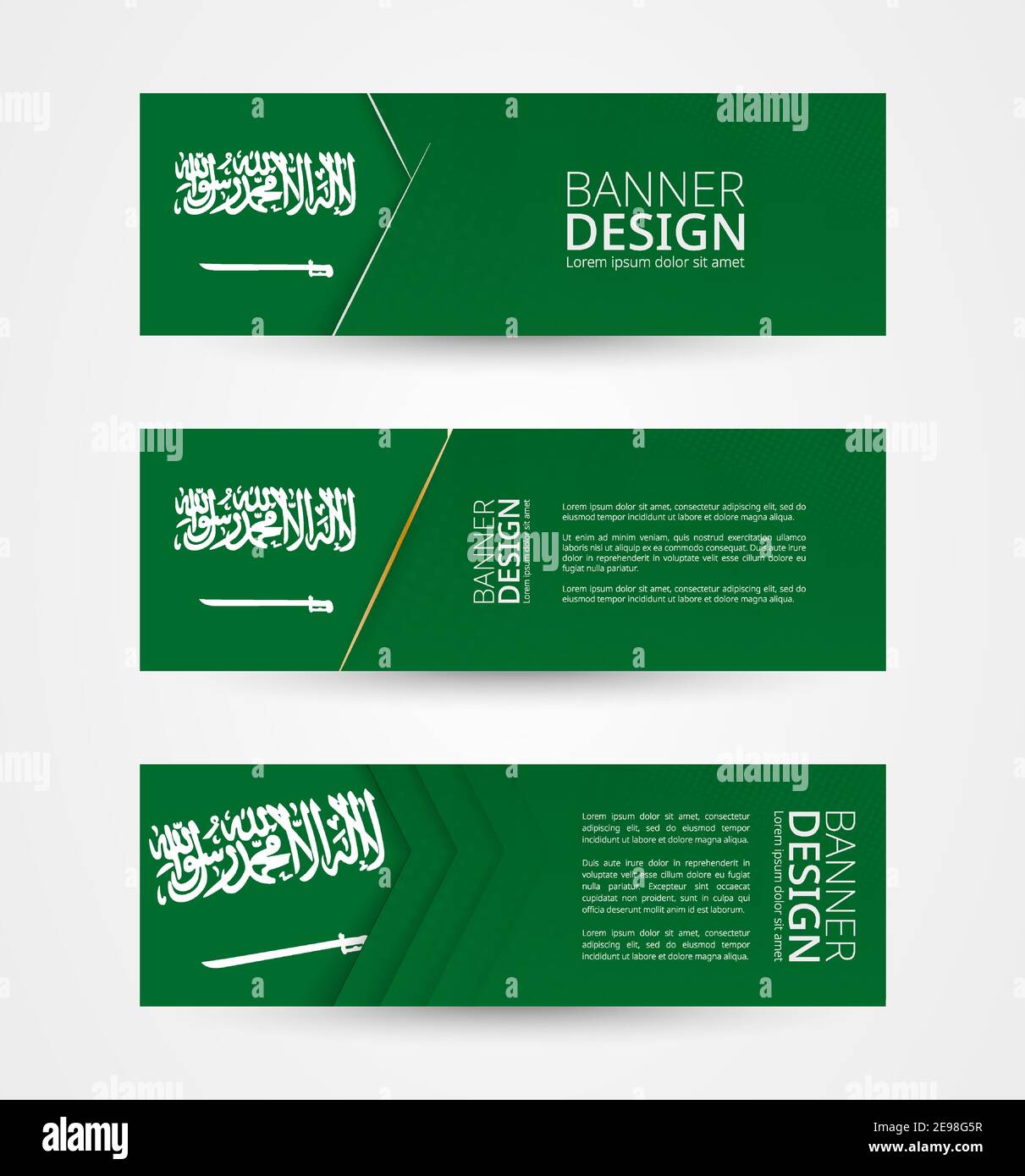 Set of three horizontal banners with flag of Saudi Arabia. Web banner ...