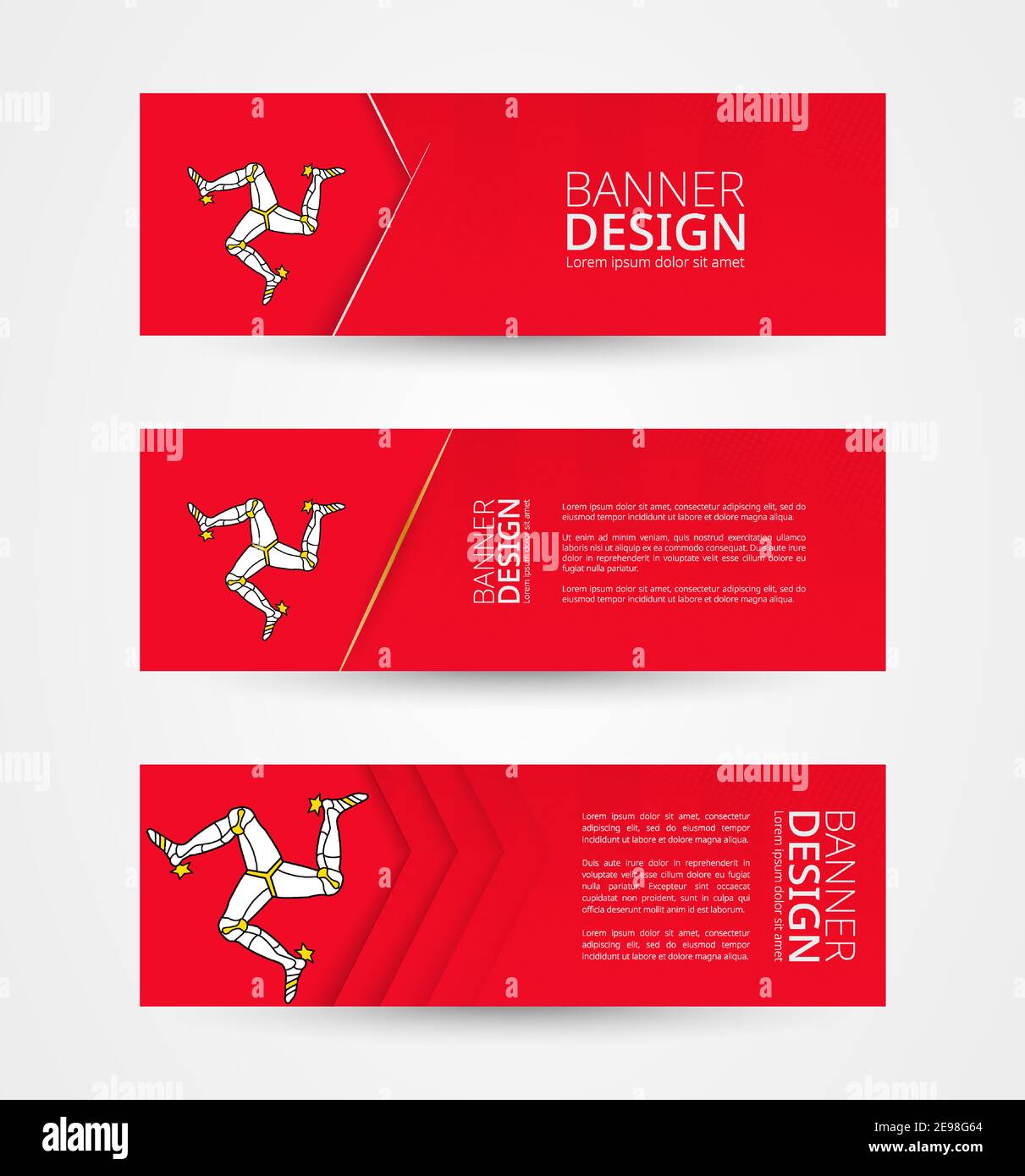 Set of three horizontal banners with flag of Isle of Man. Web banner ...