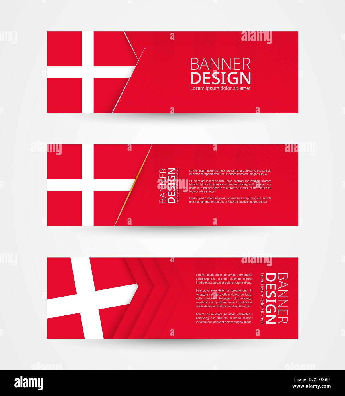 Set of three horizontal banners with flag of Denmark. Web banner design ...