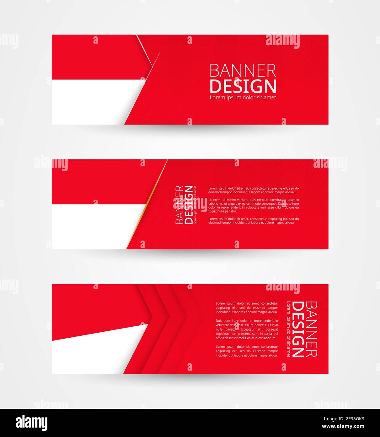 Set of three horizontal banners with flag of Monaco. Web banner design ...