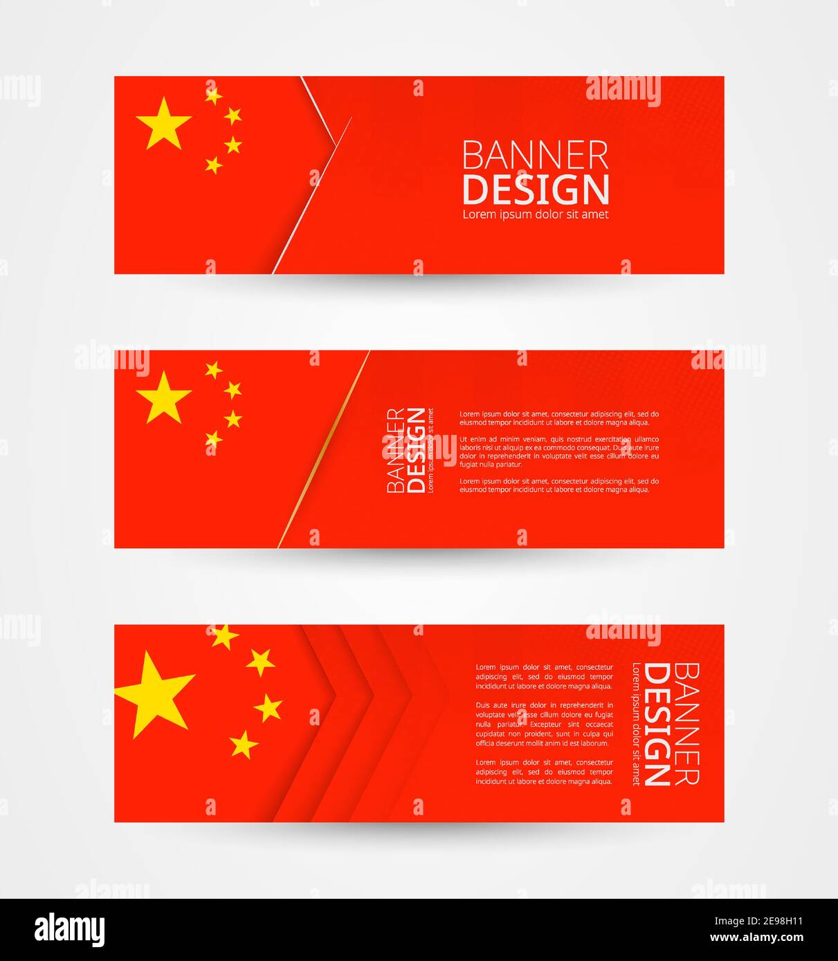 Set of three horizontal banners with flag of China. Web banner design ...