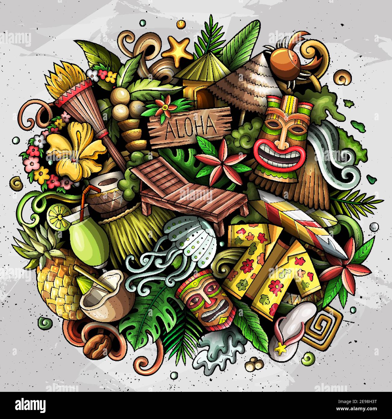 Hawaii hand drawn cartoon doodle illustration Stock Vector Image & Art ...