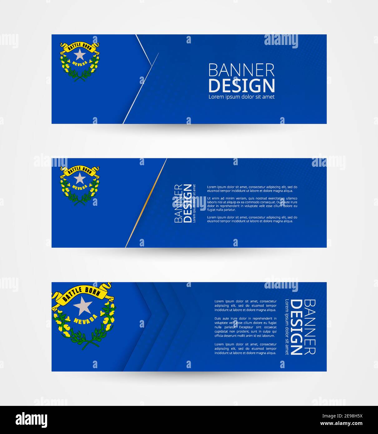 Set of three horizontal banners with US state flag of Nevada. Web ...