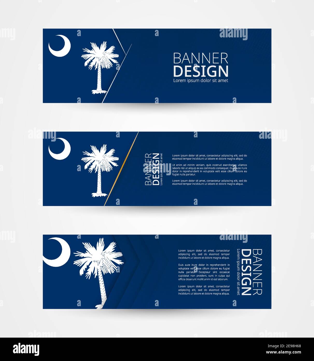 Set of three horizontal banners with US state flag of South Carolina ...