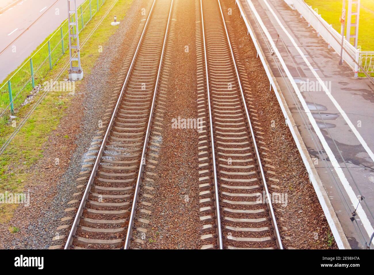 Two rail tracks for high speed trains Stock Photo - Alamy