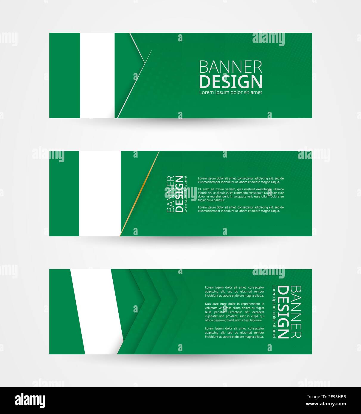 Set of three horizontal banners with flag of Nigeria. Web banner design ...