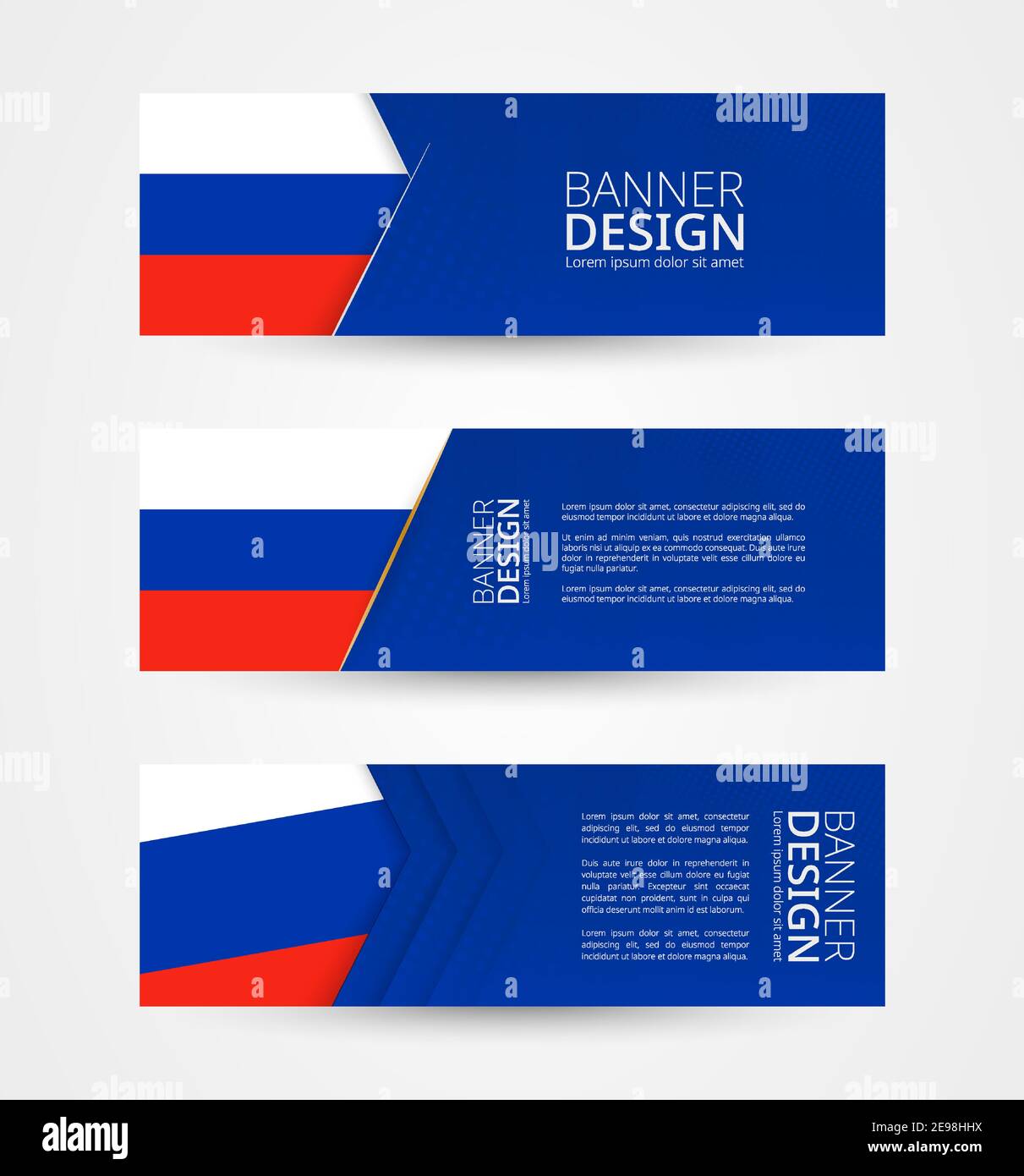 Set of three horizontal banners with flag of Russia. Web banner design ...
