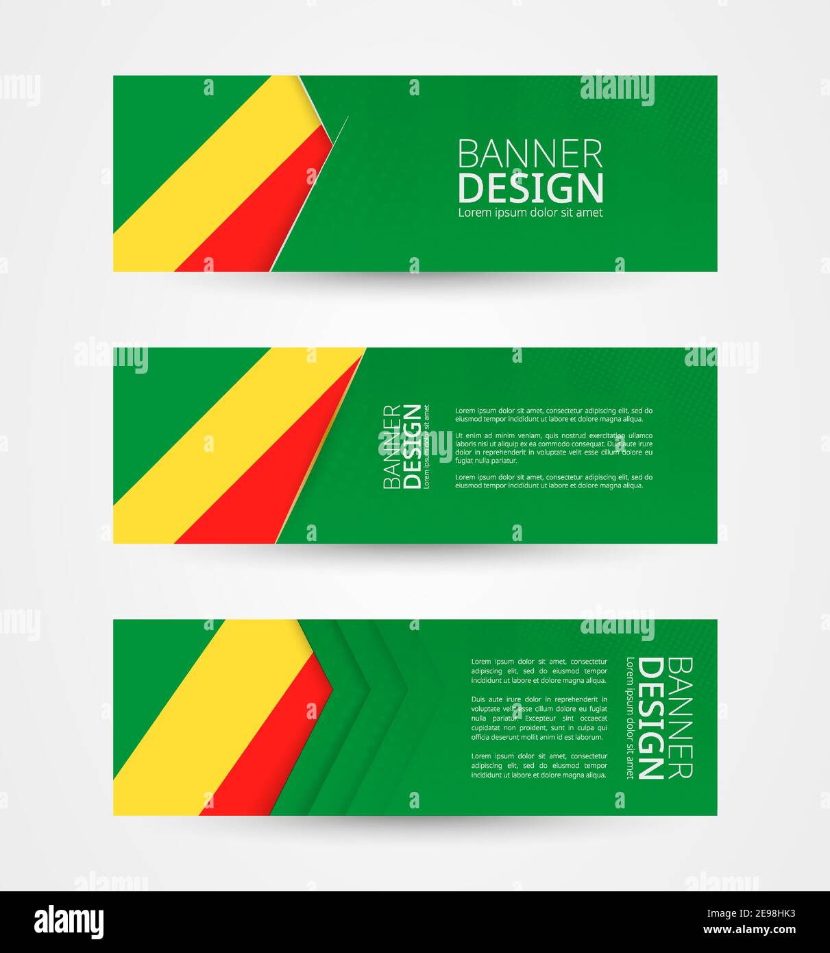 Set of three horizontal banners with flag of Congo. Web banner design ...
