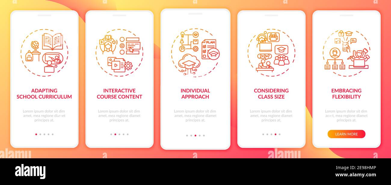 Online Teaching Tips Onboarding Mobile App Page Screen With Concepts