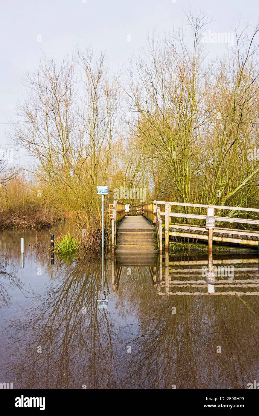 Car park and bridge flooding, River Ver, Frogmore Park Street St ...
