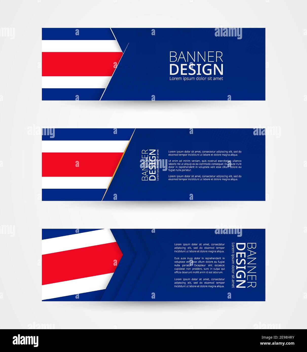 Set of three horizontal banners with flag of Costa Rica. Web banner ...