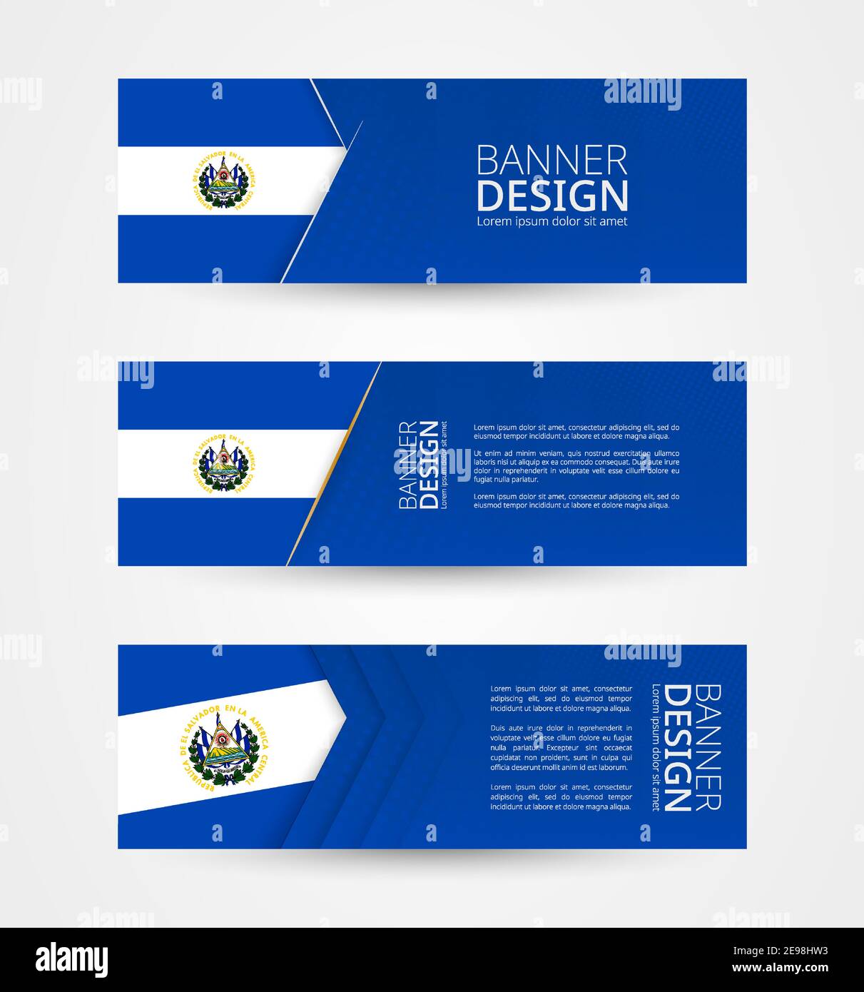 Set of three horizontal banners with flag of El Salvador. Web banner ...
