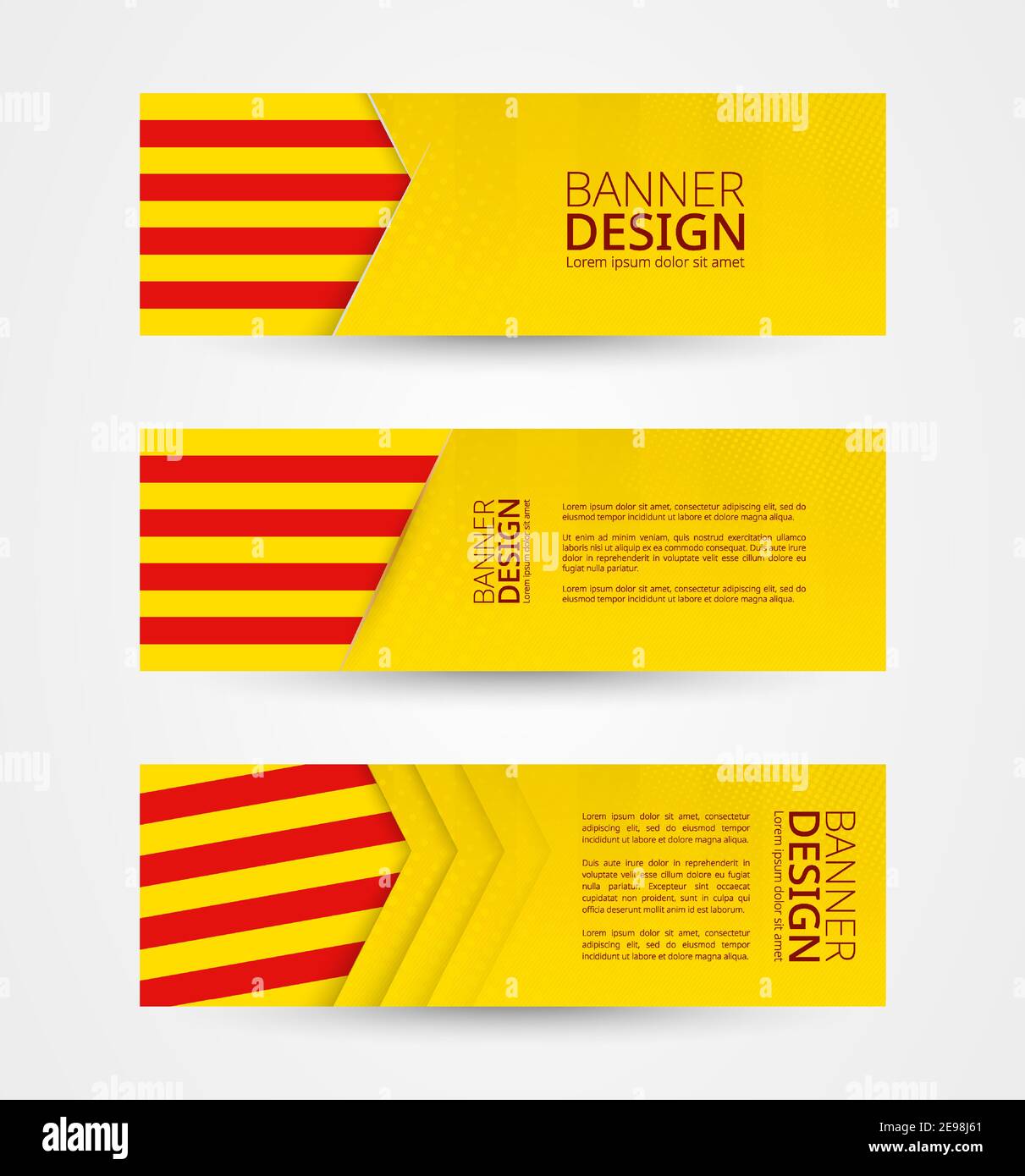 Set of three horizontal banners with flag of Catalonia. Web banner ...