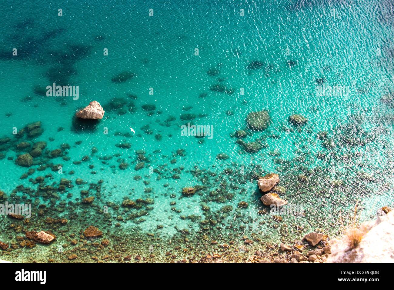 crystal clear water, blue sea and blue sky for background Stock Photo ...