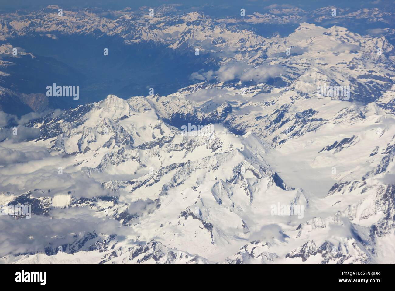 Alps - aerial view from window of airplane Stock Photo - Alamy