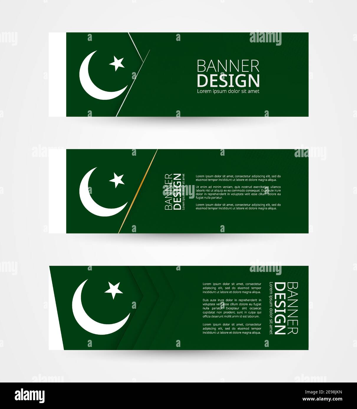 Set of three horizontal banners with flag of Pakistan. Web banner ...