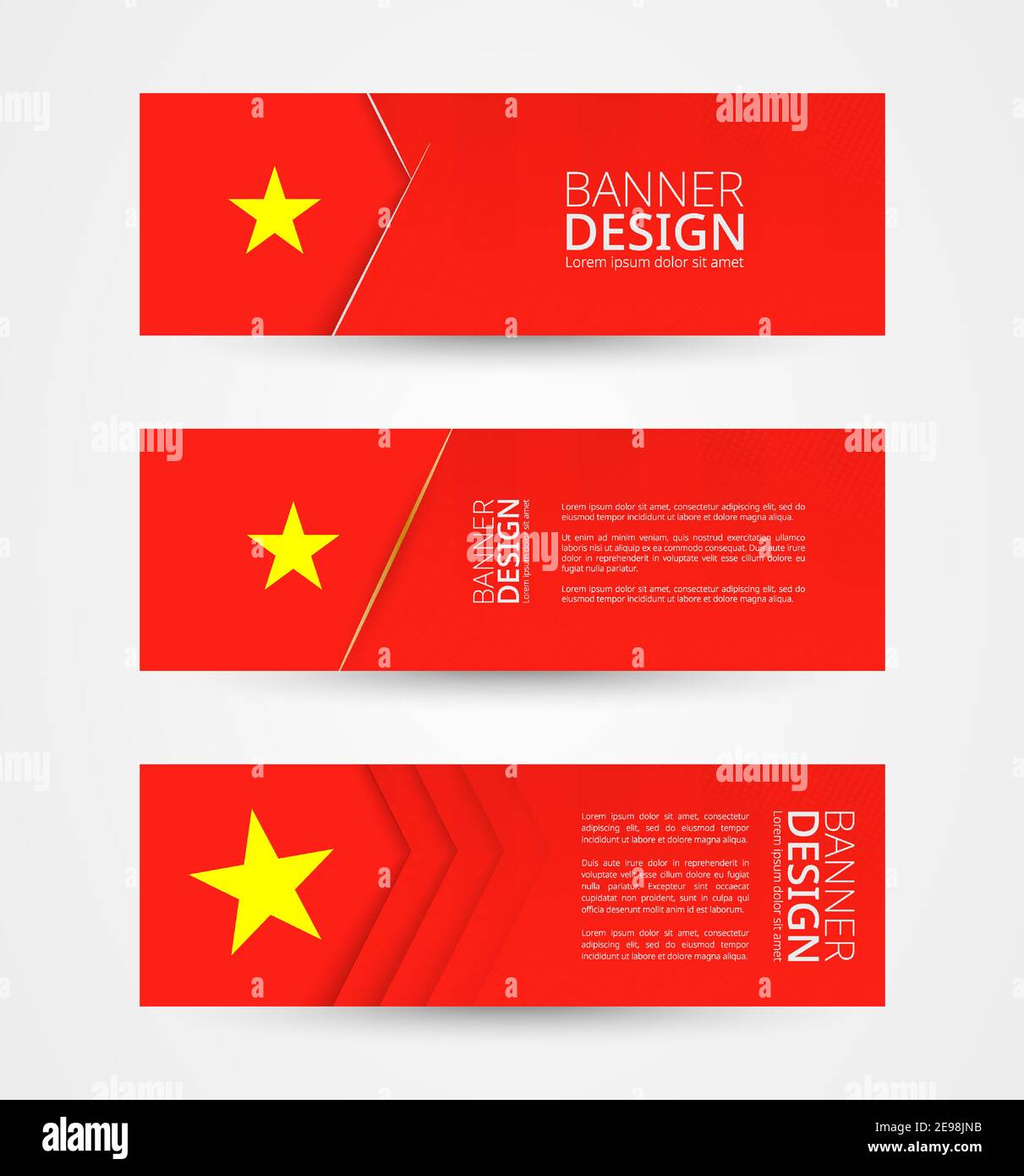 Set of three horizontal banners with flag of Vietnam. Web banner design ...
