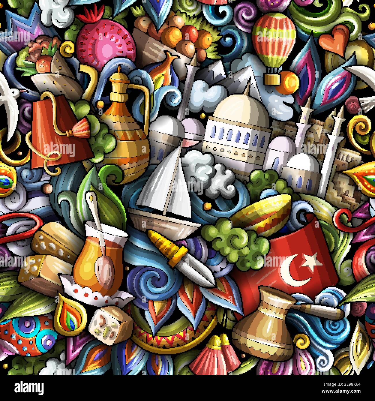Cartoon doodles Turkey seamless pattern Stock Vector Image & Art - Alamy