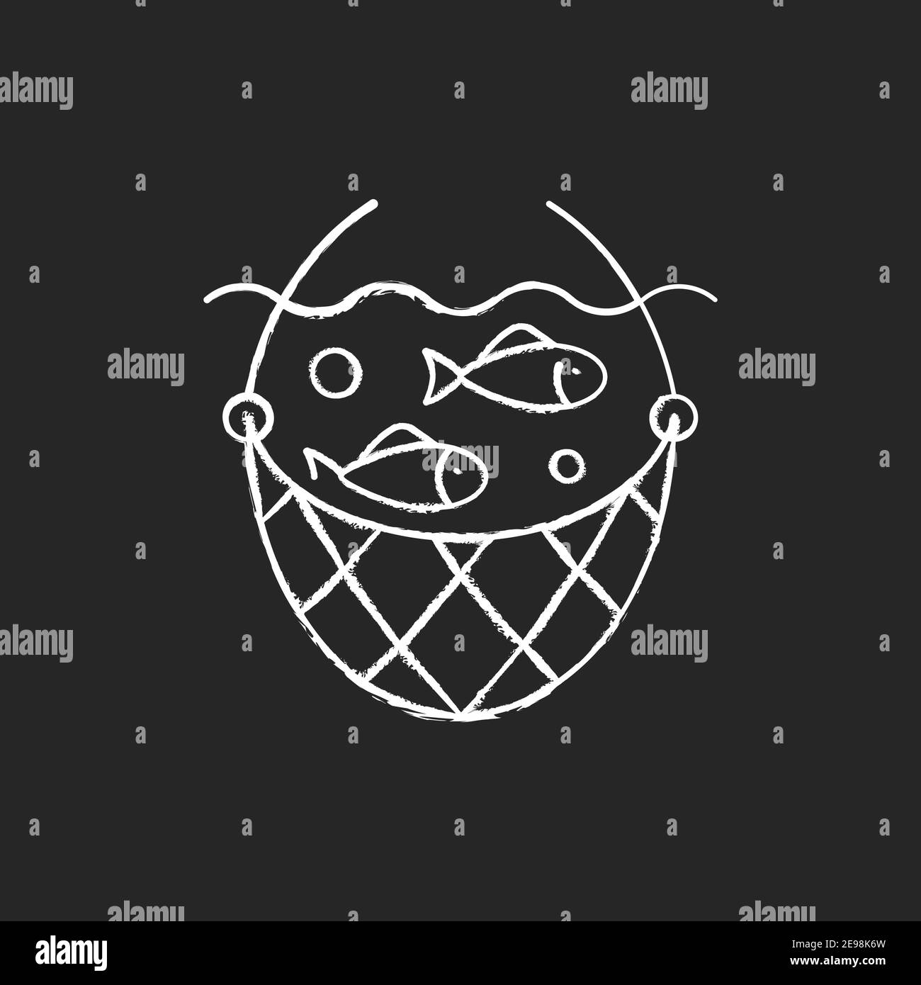 Fishing net chalk white icon on black background Stock Vector Image ...