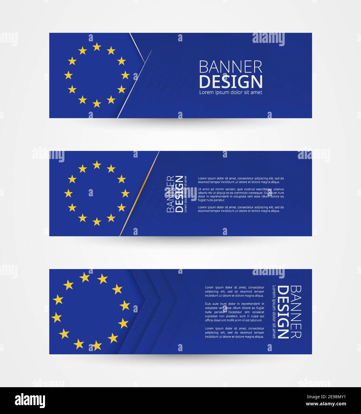 Set of three horizontal banners with flag of European Union. Web banner ...