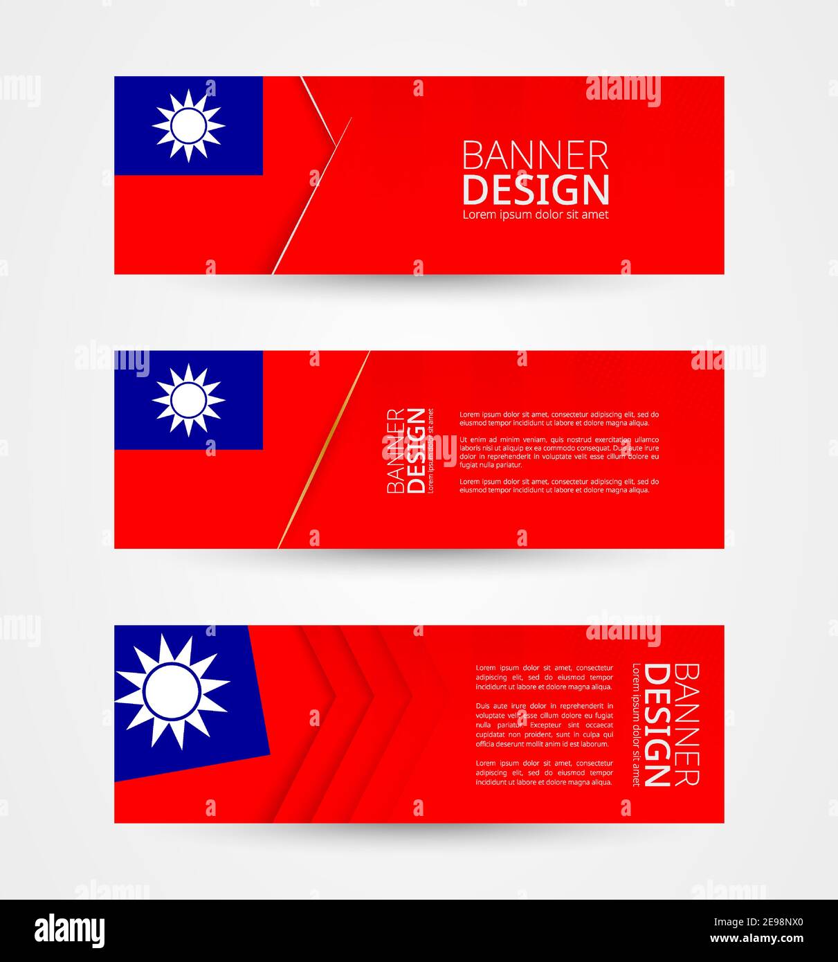 Set of three horizontal banners with flag of Taiwan. Web banner design ...